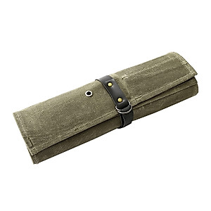 Chef Knife Roll Bag, 9 Pockets Canvas Knife Case, Knife Bag, Knife Wrap Wallet, Cutlery Knife Pouch Holders Protectors for Chef Knives Kitchen Utensils, Tool Roll (Army Green)