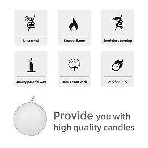 Zest Candle CBZ-003 12-Piece Ball Candles, 2-Inch, White, Count
