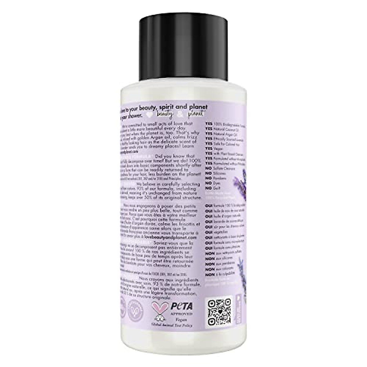 Love Beauty and Planet Smooth and Serene Argan Oil Shampoo For Frizz Control Argan Oil & Lavender Sulfate Free 13.5 oz