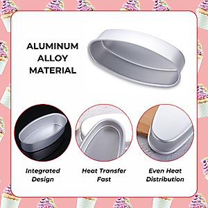 beyonday 2pcs Oval Cheesecake Pans-8.74x4.4x2.16inch, Aluminum Alloy Baking Bread Mold for Meatloaf Hotdog Sandwich, Toast Loaf Pans Cake Mold for Birthday Party Wedding Anniversary