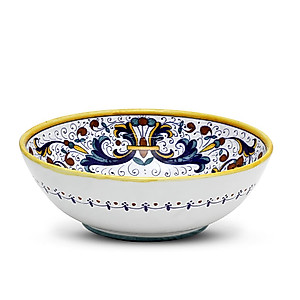 RICCO DERUTA CLASSICO: Large Serving Salad Pasta Bowl [0007-RIC] - Authentic hand painted in Deruta, Italy. Original design. Shipped from the USA with Certificate of Authenticity.