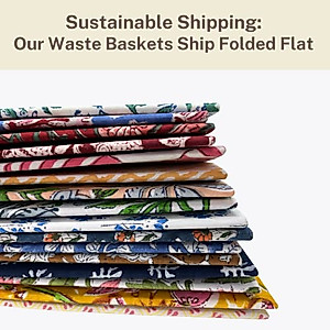 Waste Basket | Decorative Small Waste Basket | Cute Bedroom Trash Can | Blue Trash Can (Small Flowers)