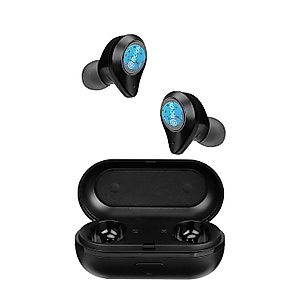 BOYA True Wireless Earbuds, Blutooth 5.0 in-Ear Earbuds Touch Control Wireless Headphone Earphone with Charging Case Built-in Microphone for Phone Calls Music Listening Sports (Black)