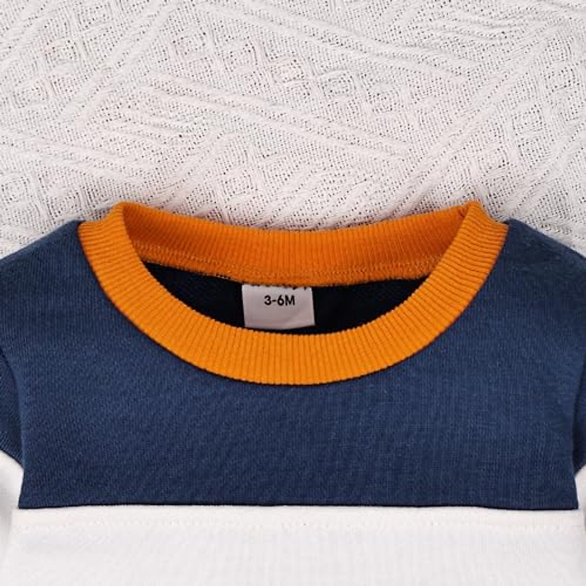 CETEPY Baby Boys Clothes 12-18 Months Toddler Boy Sweatshirt Patchwork Fall Winter Long Sleeve Shirt Pants Outfits Clothing Set Set Yellow 12-18 Months