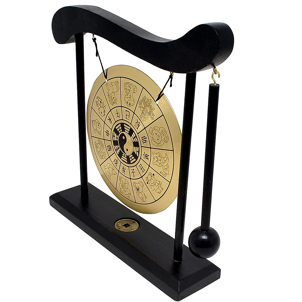 Zen Art Brass Feng Shui Desktop Zodiac Gong for Decor W1649