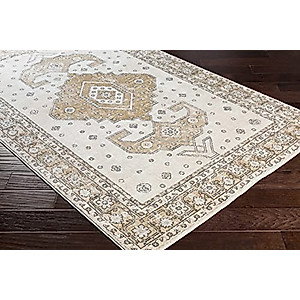 Hauteloom Southwark Oriental Medallion Traditional Farmhouse 9' x 12'4" Living Room Bedroom Area Rug - Bohemian Vintage Distressed - Brown, Beige, Cream, Mustard