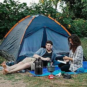 QuiFit 64 oz Insulated Water Bottles with Handle,Leak Proof, BPA Free,Wide Mouth,Half Gallon Water Bottle Insulated Keeps Cold All Day, Stainless Steel Double Wall Vacuum Flask Metal Large Water Jug