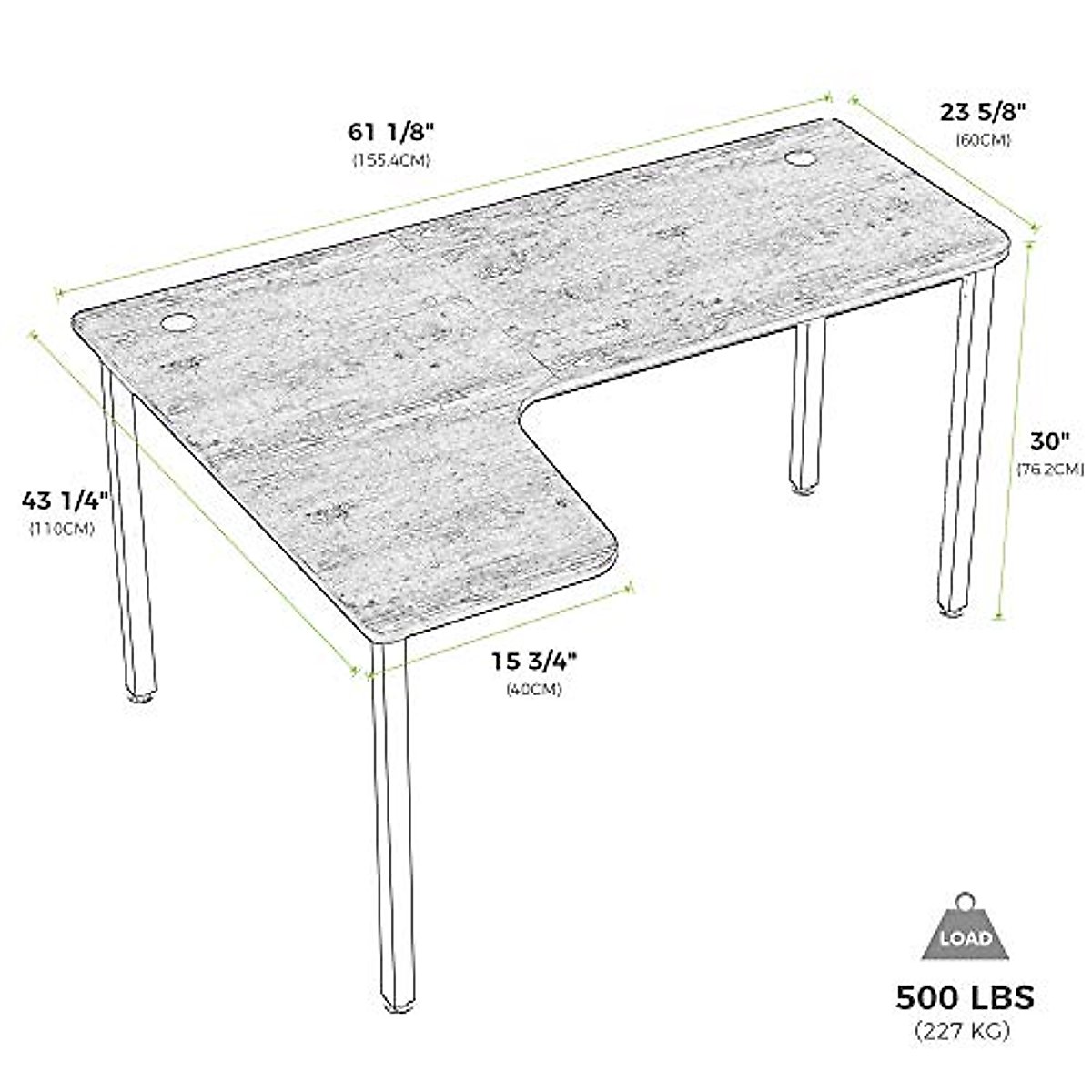 DESIGNA Gaming Desk 60",L-Shaped Computer Corner Desk with Large Mouse Pad,Ergonomic Gamer Table Workstation, Sturdy Metal Frame, Left Side Rustic Brown