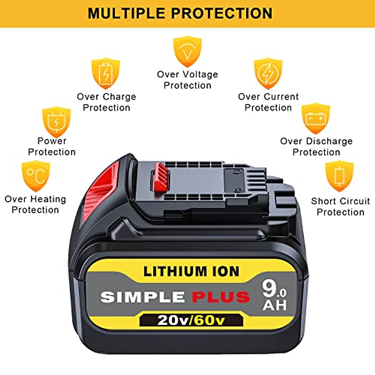 Replace for DeWalt DCB606 DCB609 20V/60V MAX 9.0Ah Battery Compatible with DeWalt 20V/60V Power Tools, Replace for dewalt 20V/60V Battery DCB612 Compatible with DeWalt 20-60v Battery Chargers