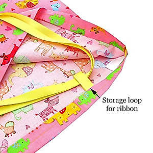 VZWraps Momma and Baby Animals Reusable Fabric Gift Bag for Baby Shower or New Baby Gift (Large 20 Inches Wide by 27 Inches High, Pink)
