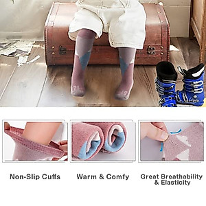 OutdoorMaster Kids Ski Socks 2 Pack - Merino Wool Blend, Over the Calf Design (M, Mt View - 2)