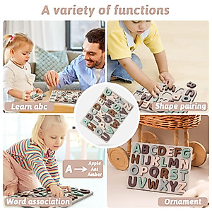 Macabaka Silicone Alphabet Puzzle, ABC Puzzle Shape Alphabet Toys with Puzzle Board & Soft Letter Blocks for Toddlers, Montessori Preschool Early Education Learning Toy for Boys and Girls