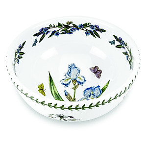 Portmeirion Botanic Garden Salad Bowl | 9 Inch Serving Bowl with Assorted Motifs | Made in England from Fine Earthenware | Microwave and Dishwasher Safe