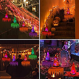 AERZETIX Halloween Witch Decorations Witch Hat String Lights, Halloween Witch Hat Decor 33ft 8 Lighting Modes Christmas Halloween Decorations Outdoor Indoor, Garden, Patio, Yard