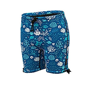 Conni Kids Containment Swim Short Underwear | Trunks Easy Pull Up Kids Incontinence | Washable Swim Diaper for Potty Training, Ocean Blue, Size 6-8