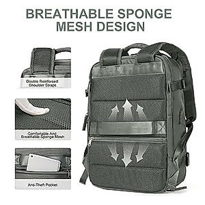 Alkyne Bidmanba Backpack, Large Travel Backpack Waterproof Hiking Rucksack, 15.6 Inch Laptop Backpack Grey College Backpack (Black)