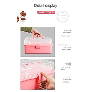 EDNEY 3-Layers Plastic Portable Storage Box,Household Plastic Craft Supply Box with Handle,Perfect for Home Office (Matcha Green Three Layer Transfer Box)