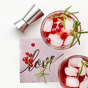 Andaz Press Pink with Rose Gold Scripted Love Saying Cocktail Napkins, Bulk 100-Pack Count 3-Ply Disposable Fun Beverage Napkins for Wedding, Bridal Shower, Bachelorette, Baby Shower, Valentine's Day