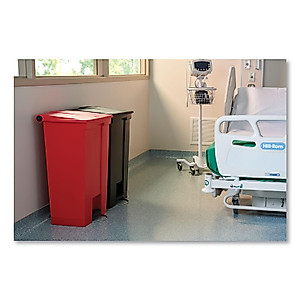 Rubbermaid Commercial Indoor Utility Step-On Waste Container Rectangular Plastic 18gal Red (614500RED)