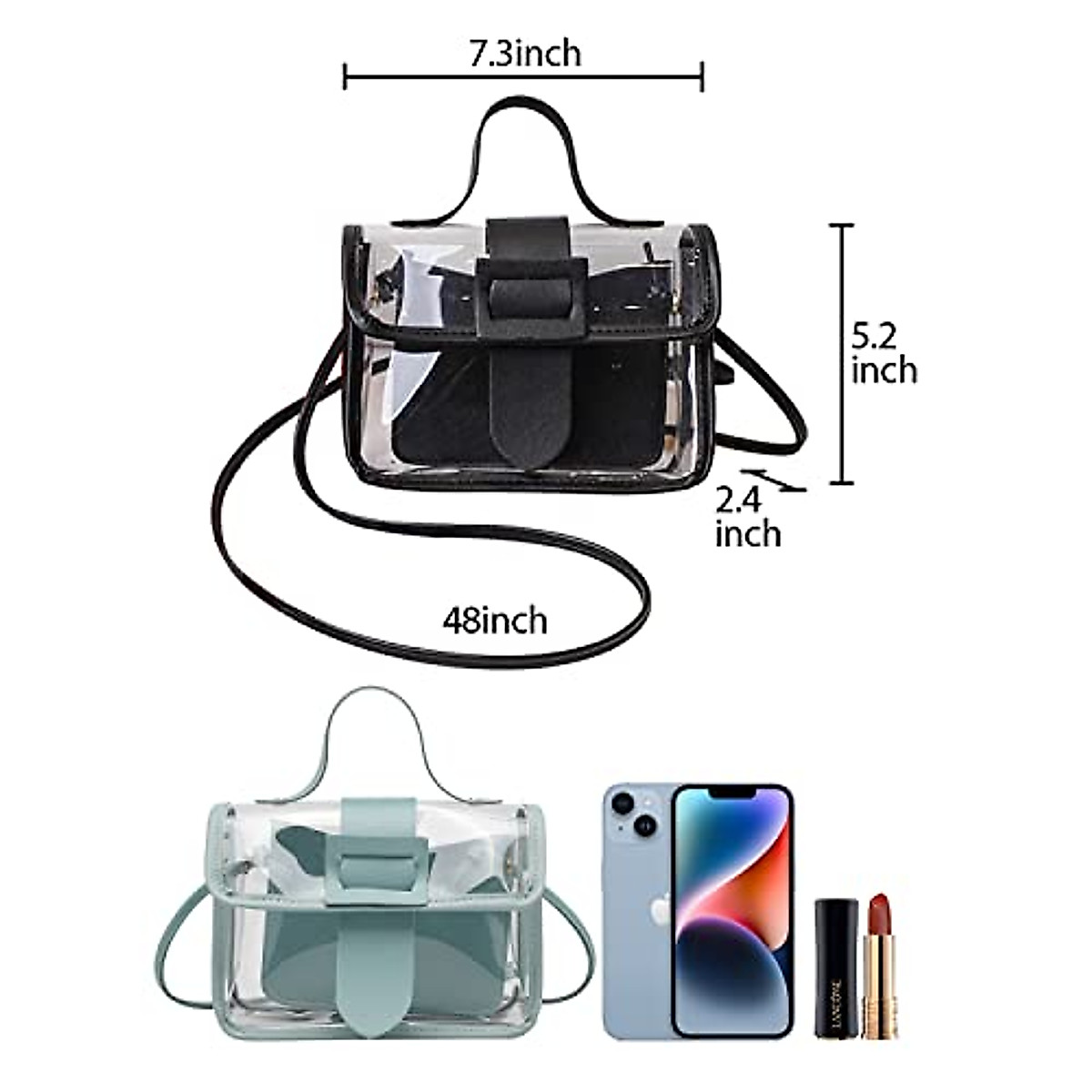 Clear Crossbody Bag Purse, Stadium Approved Clear Purse Bag for Women, Small Clear Purse Work Bags, Clear Handbags for Women