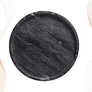 Hoement Wedding Ottoman Trinket Dish Serving for Creative Design Party Fruit Coffee Round Marble Storage Platter Dessert Jewelry Gift Natural Ring Black Accessories Vanity Holder Dried