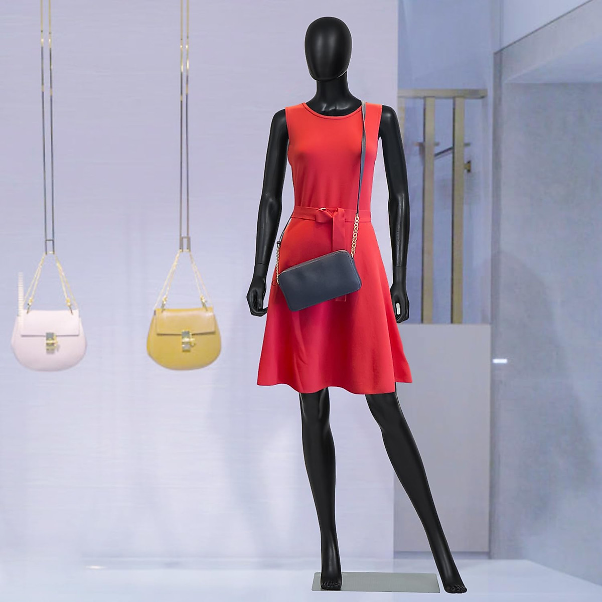 Kinfant Female Full Body Mannequin - 6 Ft Detachable Dress Form Display Mannequin Stand with Metal Base, Adjustable Dress Model for Fashion Store, Clothing Design, Black