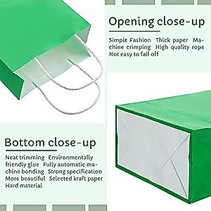 50 Pcs Green Gift Bags 6 x 8.2 x 3.1 Inches St. Patrick's Day Medium Green Paper Bags with Handles Kraft Paper Shopping Bags Gift Wrap Bags Green Party Favor Bag for Wedding Birthday Retail Supplies