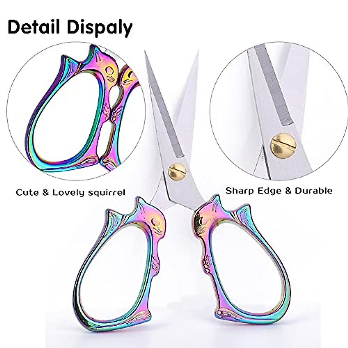 SHWAKK Squirrel Shaped Scissors 4.44 Inch Silver Embroidery Scissors Stainless Steel Sewing Scissor DIY Tools Dressmaker Shears Scissors for Embroidery, Craft, Needlework, Tailoring