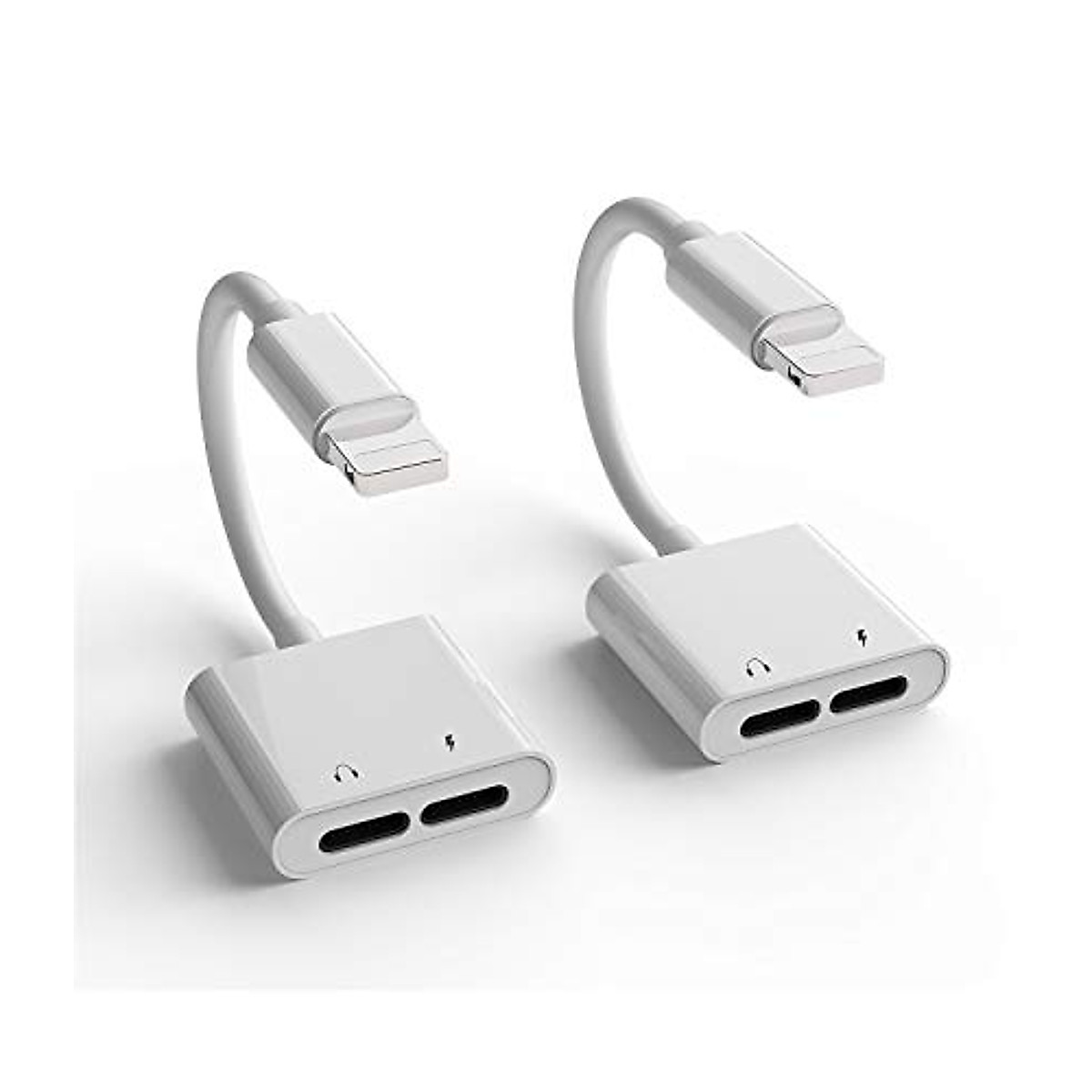 2Pack[Apple MFi Certified]Headphones Jack Adapter for Charging iPhone 7/8Plus/X/Xr/Xs/SE/11/12/Pro/Max/ipad Dongle Converter Charger Accessories Cables Audio Connector Earphone Dual Lightning Splitter