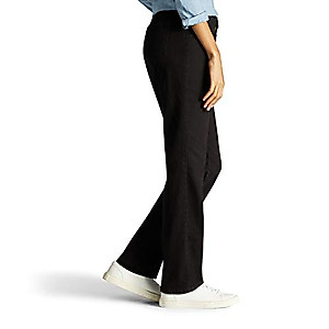 Lee Women's Missy Instantly Slims Classic Relaxed Fit Monroe Straight Leg Jean, Black, 10