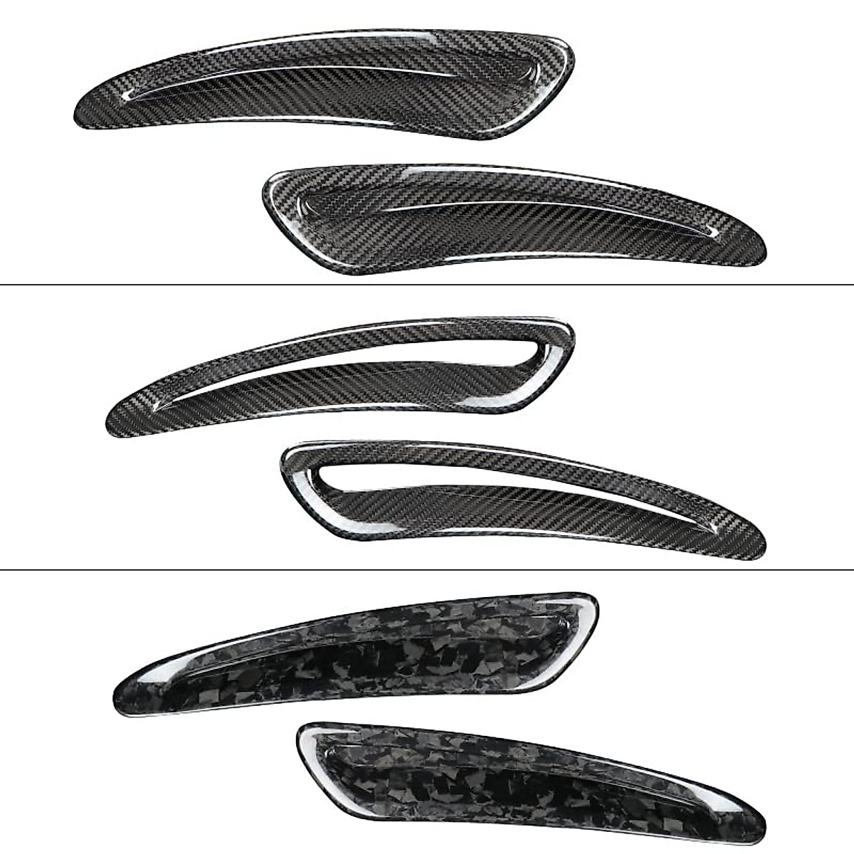 JSWAN Real Carbon Fiber Car Hood Vent Air Flow Intake Body Kits Decoration Panel Cover For GR Supra A90 2019-2023 Air Flow Intake Hood Scoop Bonnet Vent Cover (Bright Black with hole)