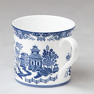 Grace Teaware Blue Willow Bone China Coffee Tea Mugs 10-Ounce (2 Assorted Patterns, Set of 4) (S17301I/C-BLU-6)