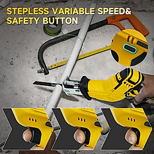 Cordless Reciprocating Saw for DeWalt 20V Battery, Sawzall Tool-Free Blade Change with 4 Saw Blade,0-3000 SPM Variable Speed for Wood/Metal/PVC Cutting, Tool Only, No Battery