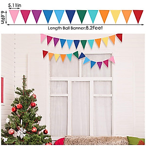 4 Pieces Colorful Garland Banner Felt Balls Garland Tassel Triangle Flags Light Bulb Banners for Christmas Holiday Wedding Party Wall Decorations
