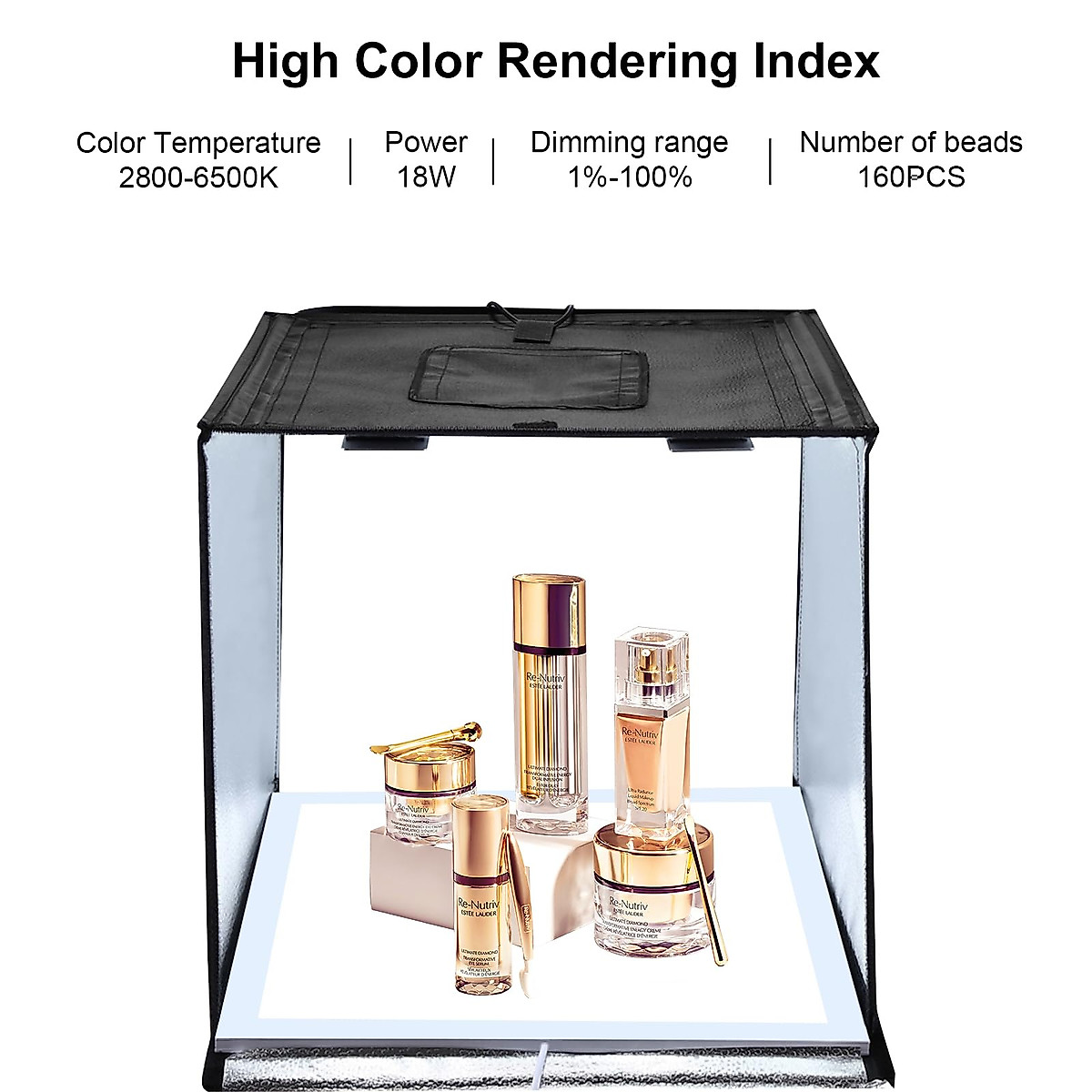 PULUZ 15''/38cm LED Photography Shadowless Light Panel 1200LM 6000K Three Color Temperature Dimmable Lightbox LED Fill Light Background Shadow Elimination for Jewelry Craft Commercial Photography