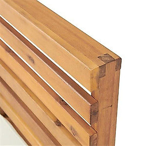 Acacia Wood 2-Person Bistro Set with Water-Resistant Seat Cushions Outdoor Furniture 25 in. W x 29 in. D x 29 in. H Weatherproof & Durable Hardwood Neutral Wood Finish & Natural Cushions