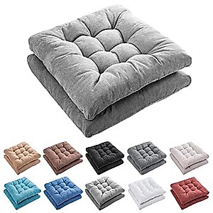 FABRICASTLE Outdoor Chair Cushions Patio Cushion Premium Comfortable Thick Fill Tufted 19" x 19" Floor Wicker Seat Pads, 2 Count (Grey, 2)