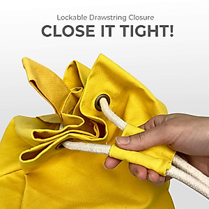Teeo - Laundry Bag - Dorm Room Essentials - Travel Laundry Bags - College Essentials - Backpack Large Spacious 25”X20” Drawstring 100% Sturdy Cotton Canvas, Hamper Storage Organizer (Yellow)