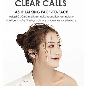 Wireless Ear Clip Bone Conduction Headphones, Mini Bone Conduction Headphones Bluetooth, Open Ear Headphones Wireless Bluetooth for Running Sports (Black) (Black)