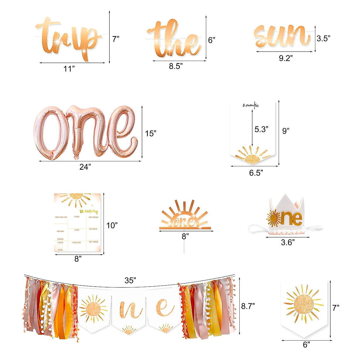 First Trip Around The Sun Birthday Decorations, Boho Sun 1st Birthday Decoration, You Are My Sunshine Party Supplies, Muted Sun Dessert Table Backdrop for 1st Birthday Girl, Sun Theme 1st Birthday