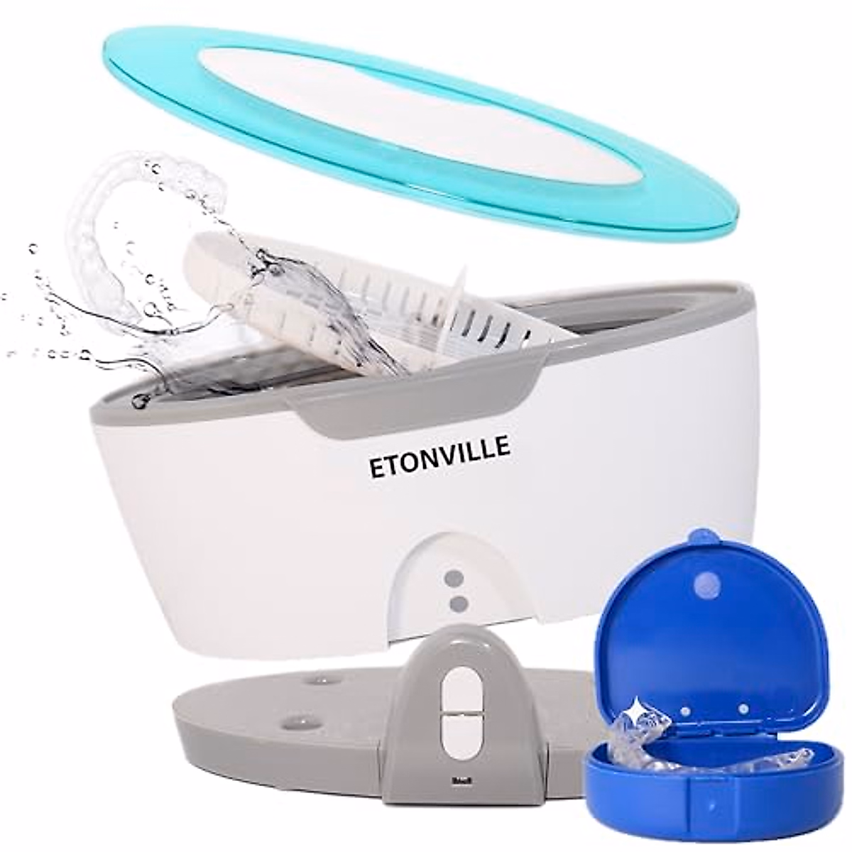 ETONVILLE Ultrasonic Retainer Cleaner Machine | Perfect for Dentures, Mouth Guards and Jewelry | Easy to Fill & Dump with Removable Tank