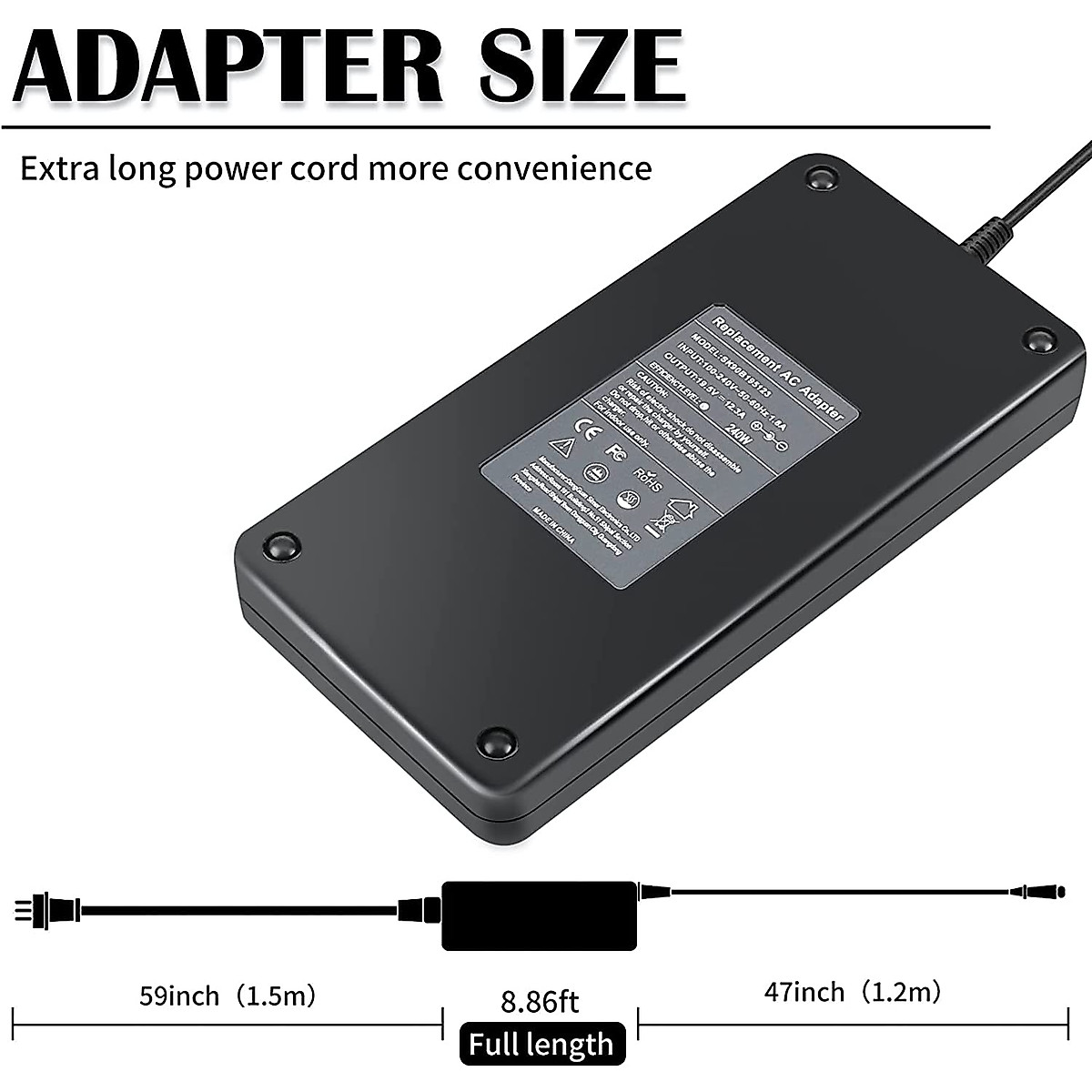 240W AC Adapter Laptop Charger Replacement for Dell Alienware M15 R3 R5 R7 R4 R6 R7 AMD M17 R3 R5 R4 Area 51M R2 G3 15 3500 G5 15 5500 5505 5510 5511 5520 5521 5525 5535 G7 15 7500 Power Supply Cord