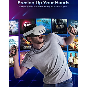 AMZDM Controller Grip for Oculus Meta Quest 3S Oculus Quest 3 VR Accessories Grips Cover for VR Touch Controllers Straps Silicone Covers Protector with Non-Slip Thumbstick Covers 1Pair Black