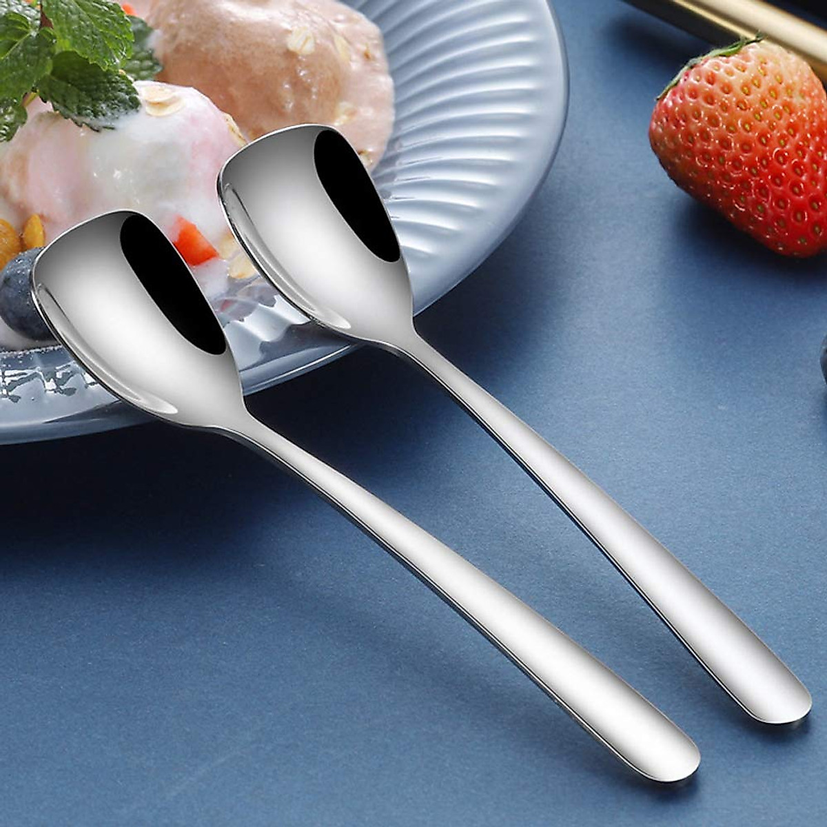 Wenkoni Small Ice Cream Spoons, Dessert Spoons,Shovel Cake Spoons 18/8 (SUS 304) Stainless Steel 5.9inch spoons,5 pcs Set