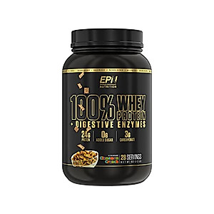 100% Whey Protein Powder | #1 Rated w/ 24g Protein, Digestive Enzymes, 0 Added Sugar or Fillers, Isolate + Concentrate | Build Muscle, Recover Quicker (Gluten Free, Keto Friendly) - Cinnamon Crunch