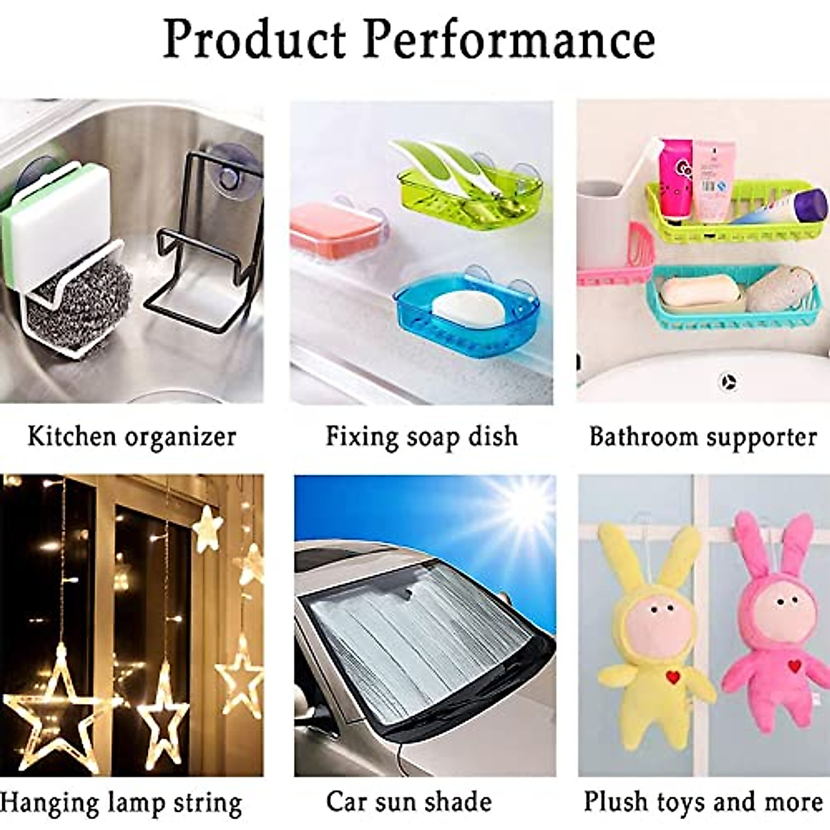 Auswalar 200 Pcs Suction Cup Hooks Christmas Light Clips for Outside Seasonal Lighting Mini Holder Window Glass Home Kitchen Bathroom