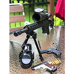 Earmuffs hearing protection with low profile passive folding design 26dB NRR and reduces up to 125dB, black