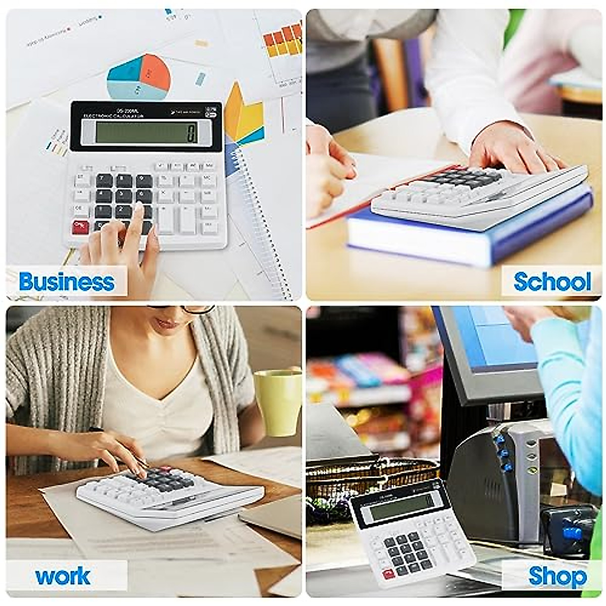 Calculator, BviFioX Desk Calculator, 12 Digit Large LCD Display, Solar and Battery Office Calculator, Large Keys, Standard Function for Daily Use in Home and Office (CT-200ML)