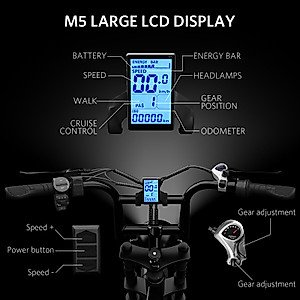 OUXI V8 Electric Bike Adults, Electric Mountain Bike with 750W Motor 48V 15Ah Removable Larger Battery 31MPH 20'' Fat Tire E Bike Shi-Mano 7-Speed Adult Electric Bicycles (Black)