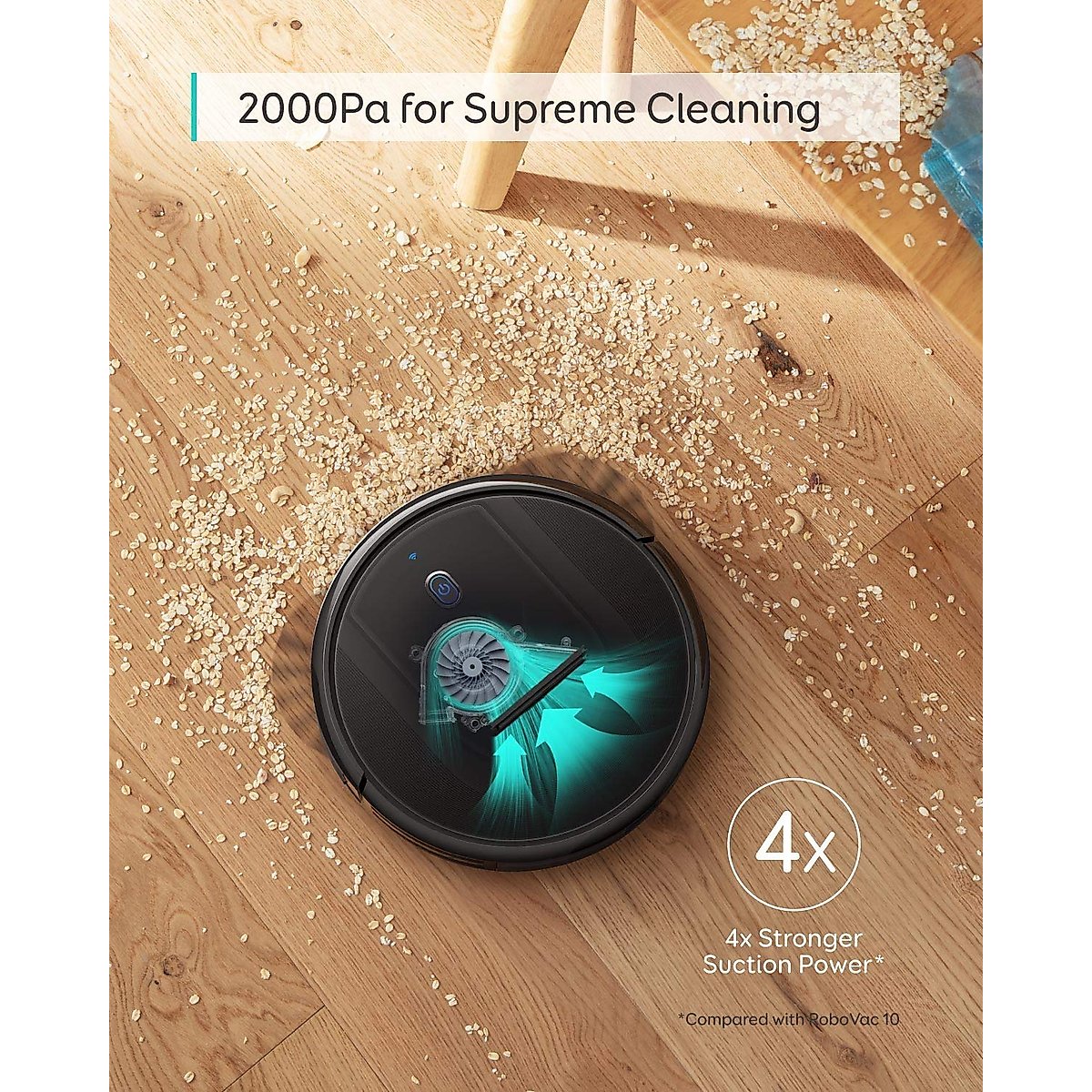 eufy by Anker, RoboVac G10 Hybrid, Smart Dynamic Navigation, 2-in-1 Sweep and mop, Wi-Fi, Super-Slim, 2000Pa Strong Suction, Quiet, Self-Charging, for Hard Floors Only(Renewed)